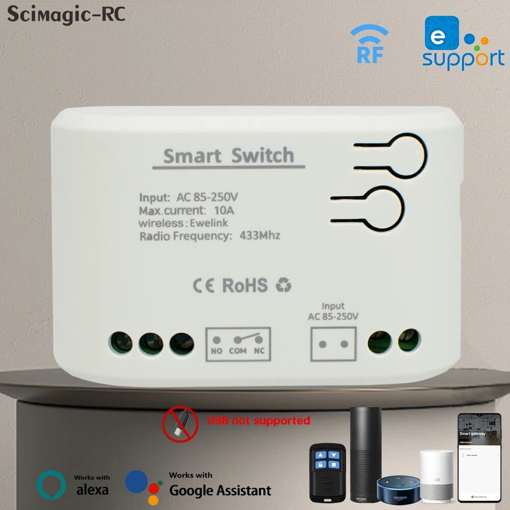 Ewelink 1-канальный приемник умного выключателя WiFi AC DC 7-32V AC 85-250V 1CH беспроводной релейный таймерный выключатель для умного дома-