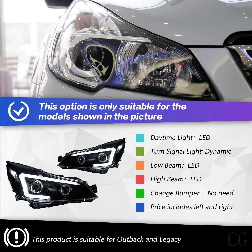 Фара для Outback/Legacy LED-фары 2010-2014 год выпуска Фара Legacy Стилизация автомобиля Дневник сигнальный Проектор Линза Автомобильные аксессуары