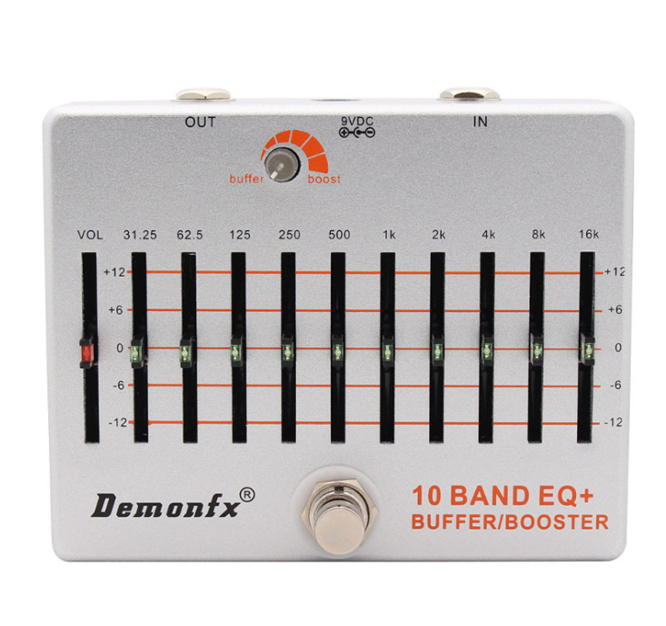 Demonfx 10 Band EQ + Bass Guitar Boost Buffer Педаль Эффект Эквалайзер Boost Buffer