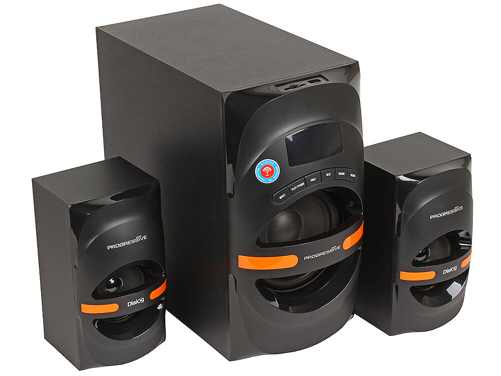 Колонки Dialog Progressive AP-210B BLACK - 2.1, 30W+2*15W RMS, Bluetooth, USB+SD reader