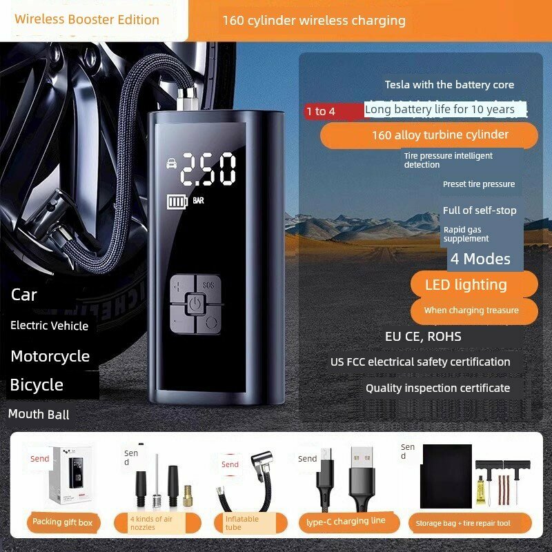 Двойной аккумулятор высокой емкости 60000, сверхмощный power bank, 12-кратная защита азотом, набор для ремонта,