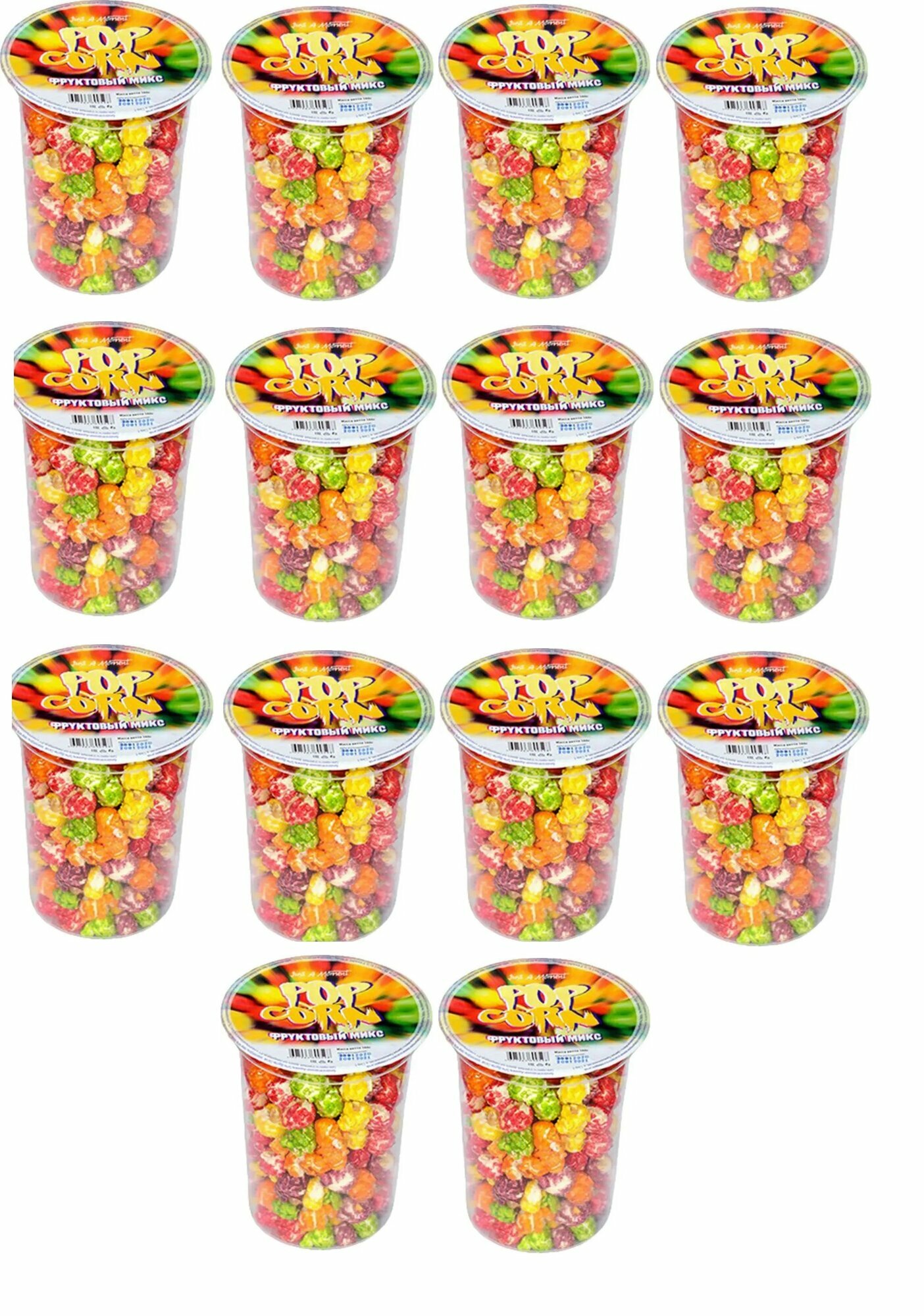 ПопКорн "JAM"в стакане Фруктовый микс 100г, 14шт