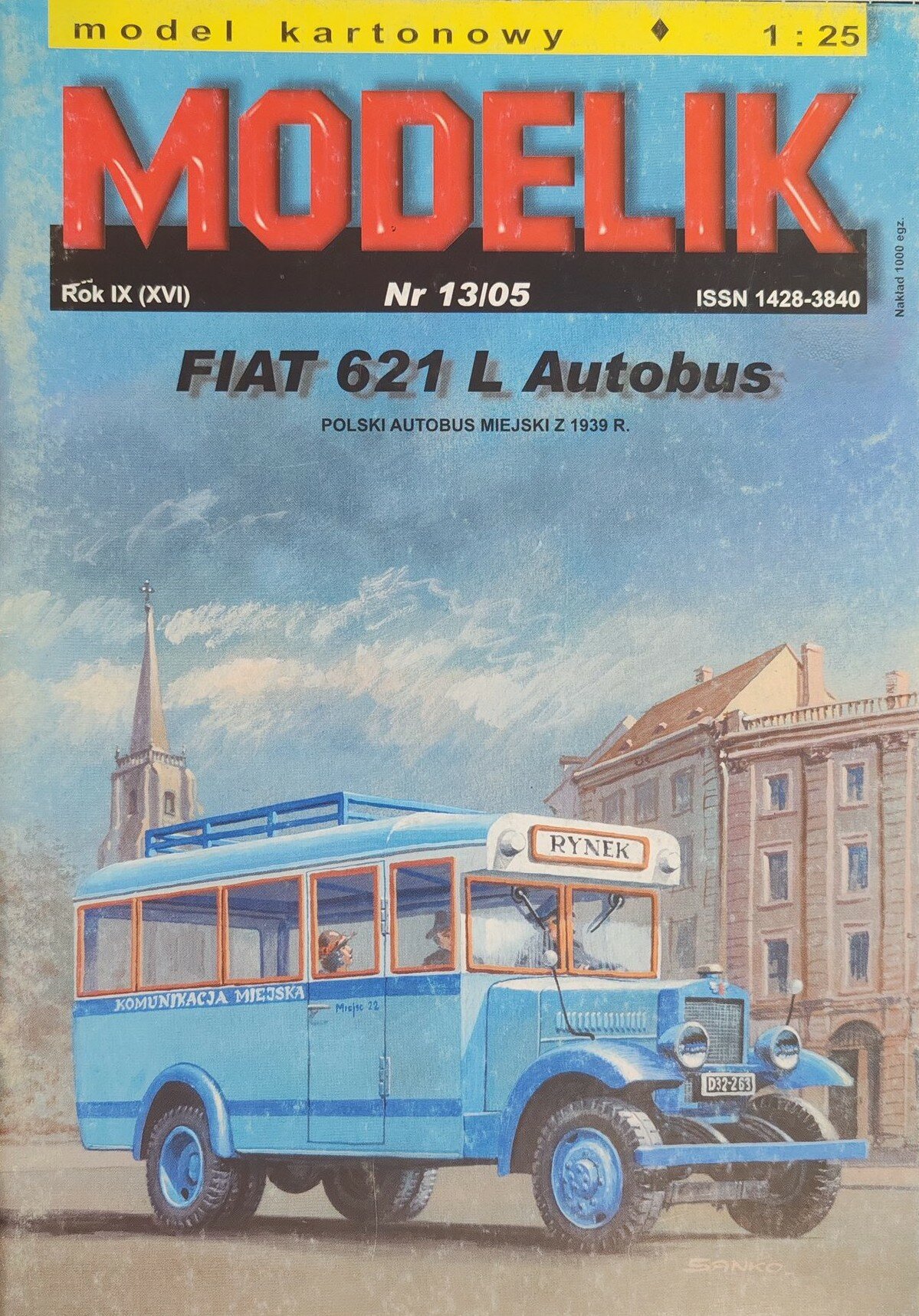 Сборная бумажная модель Автобус FIAT 621L - MODELIK №13/05 (журнал)