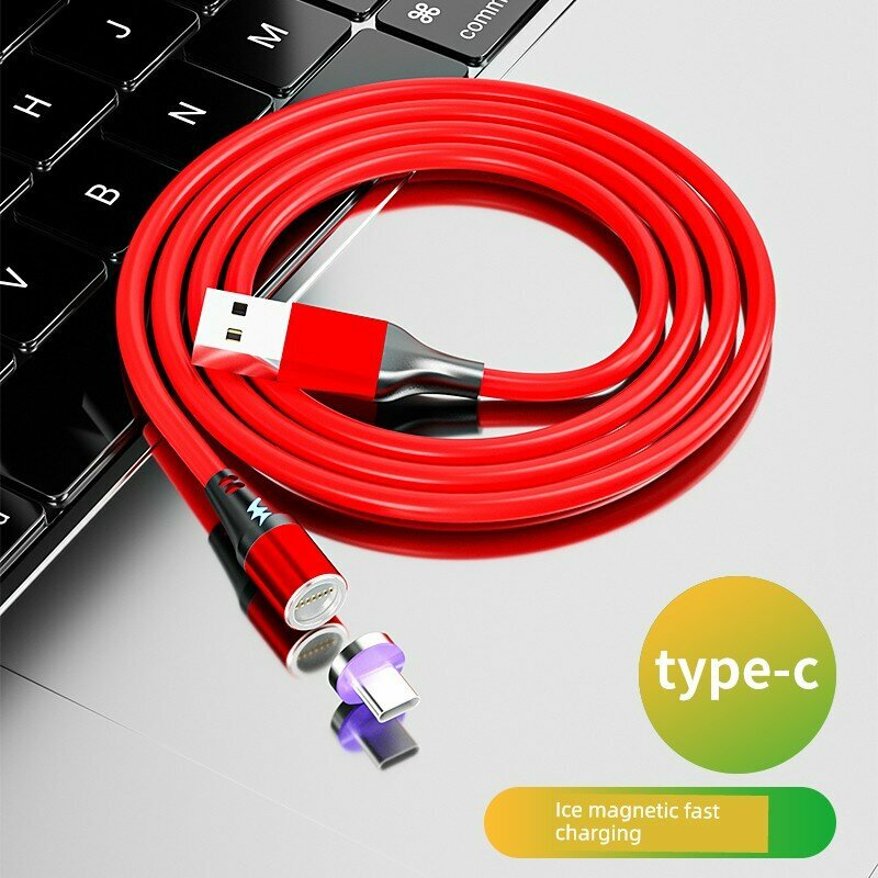 Type-C магнитный зарядный кабель с силиконовой оболочкой, 2м, алый красный для Android, быстрая зарядка, мощный