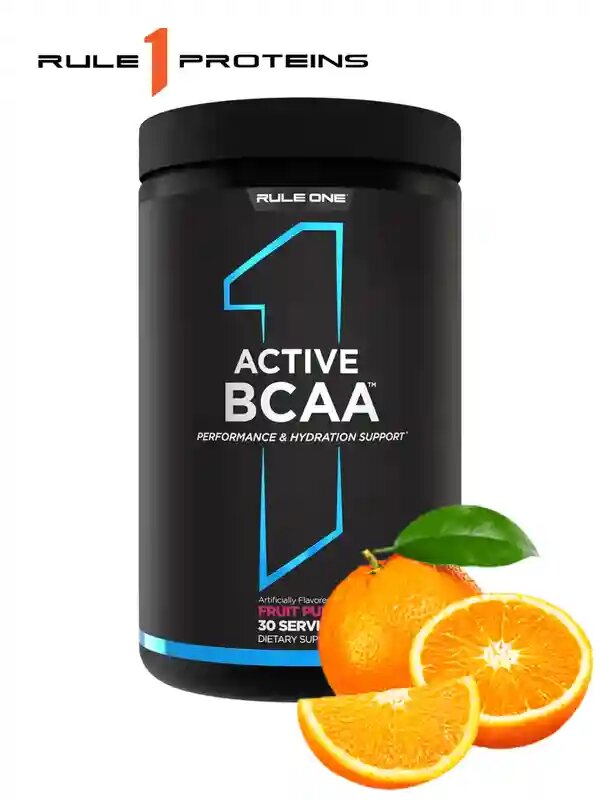 Rule1 Active BCAA 30 Порций Апельсин. Для роста мышц. Произведено в США