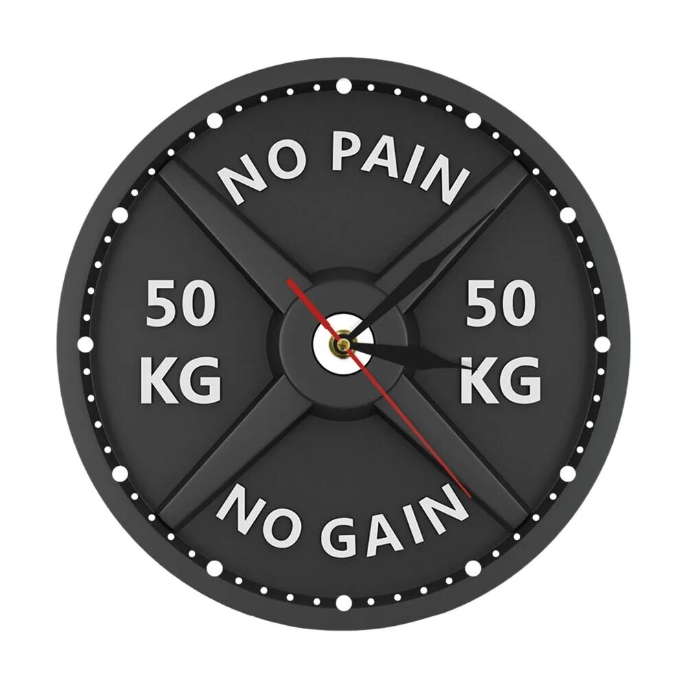 Настенные часы "NO PAIN NO GAIN", 30 см х 30 см