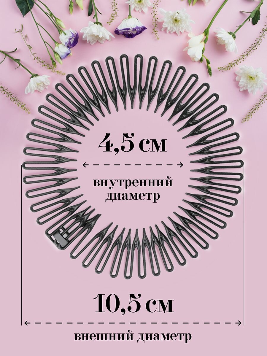 Ободок 1 штука, черный, пластик, для волос, 2025год выпуска. — фото 1
