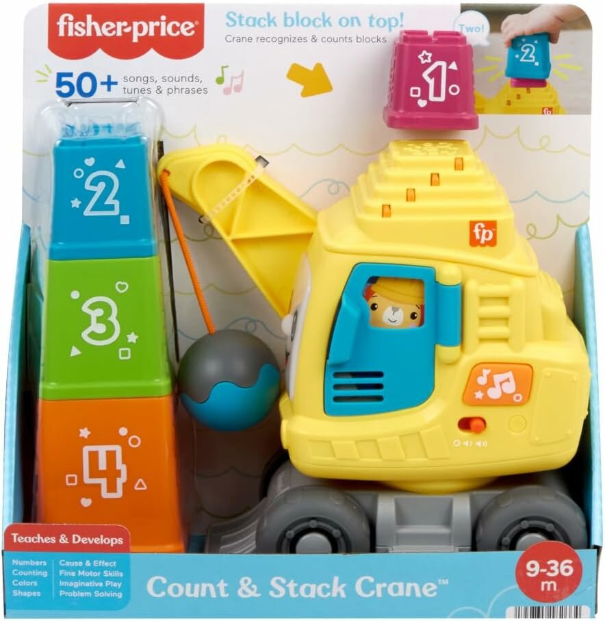 Развивающая игрушка Fisher-Price - Интерактивный обучающий набор Stack and Count "Складывай и считай" (многоязычная версия), от 9+ мес. - Фишер Прайс HWY64