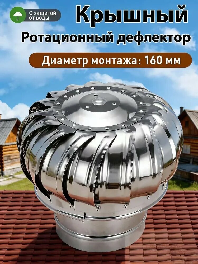Турбо-дефлектор из нержавеющей стали 160 мм для вентиляционных труб