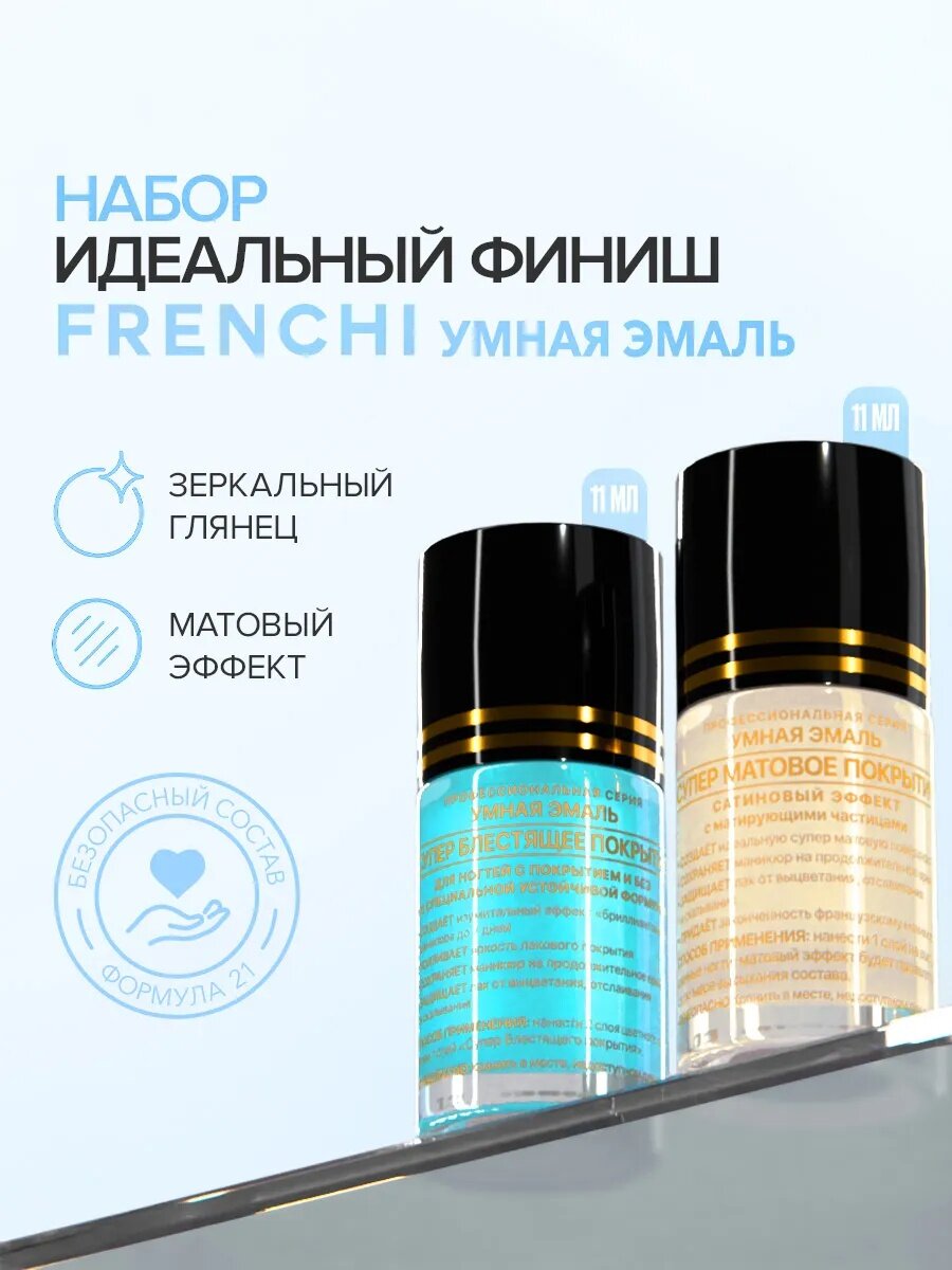 Набор лаков для ногтей “Идеальный финиш” FRENCHI | Умная Эмаль 22 мл.