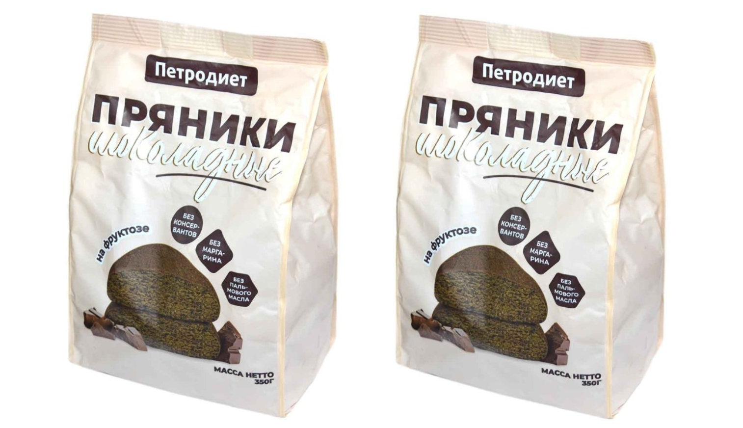 Пряники Петродиет, шоколадные, на фруктозе, 350 гр, 2 уп