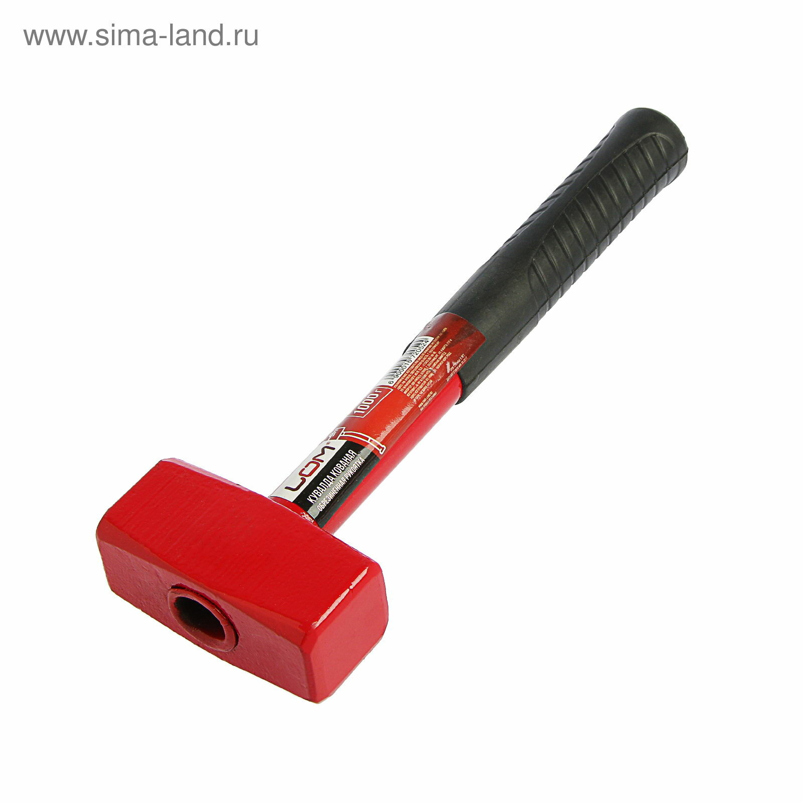 Кувалда металлическая обрезиненная рукоятка, 1 кг, вид бойка: квадратный