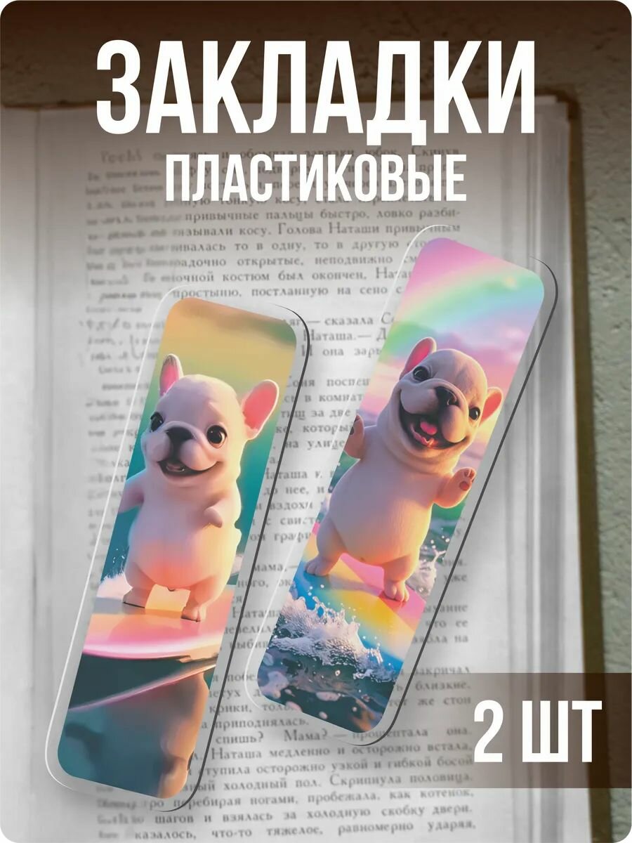 Закладки для книг с принтом Собака на серфе мем
