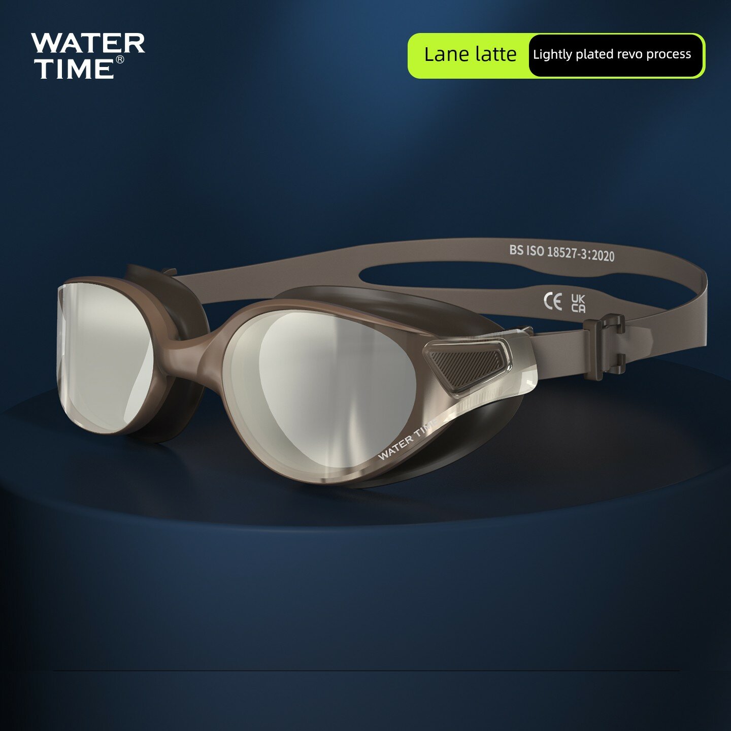 WaterTime Lane Latte Анти-туманные плавательные очки с плоской линзой, унисекс, гладкая отделка