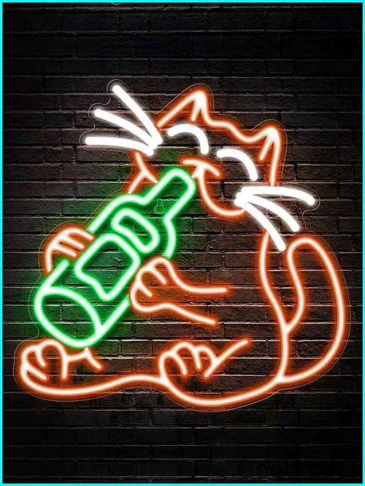 Неоновая вывеска "Пьющий кот", LED декор для бара, паба, Man Cave, подарки мужу и отцу на День рождения и Рождество