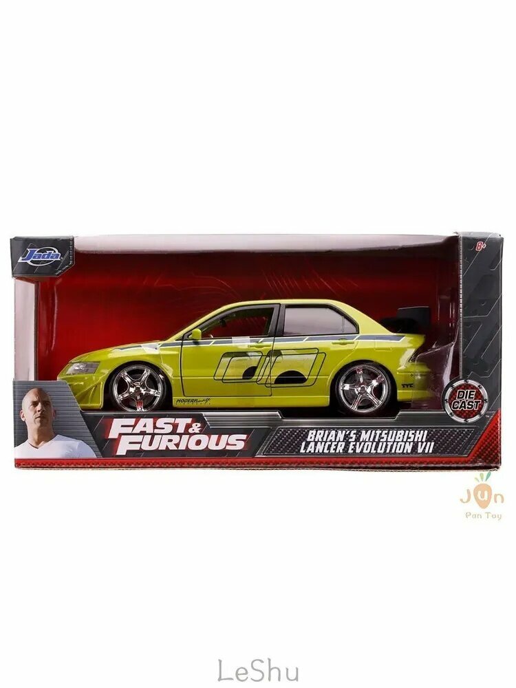 Jada Fast & Furious Brian's Mitsubishi Lancer Evolution VII 1/24 / Игрушечный гоночный автомобиль Мицубиси Эволюция Лансера VII Брайана из серии Форсаж для детей от 8 лет