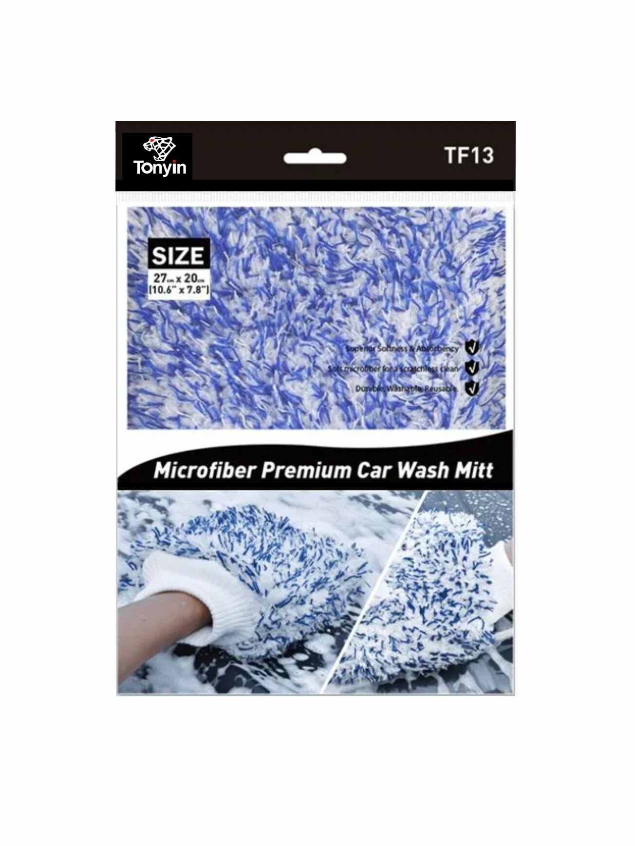 TF13 Микрофибровая варежка 26*20 MICROFIBER WASH MITT TONYIN