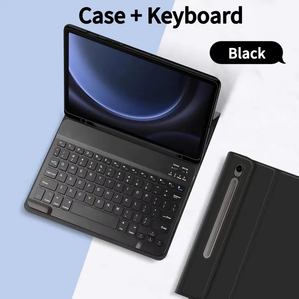 Чехол для Samsung Tab S9+/S10+/S9FE+12,4 дюйма, русская клавиатура Bluetooth для Galaxy Tab S7+/S8 Plus/S7FE 12,4 дюйма с мышью