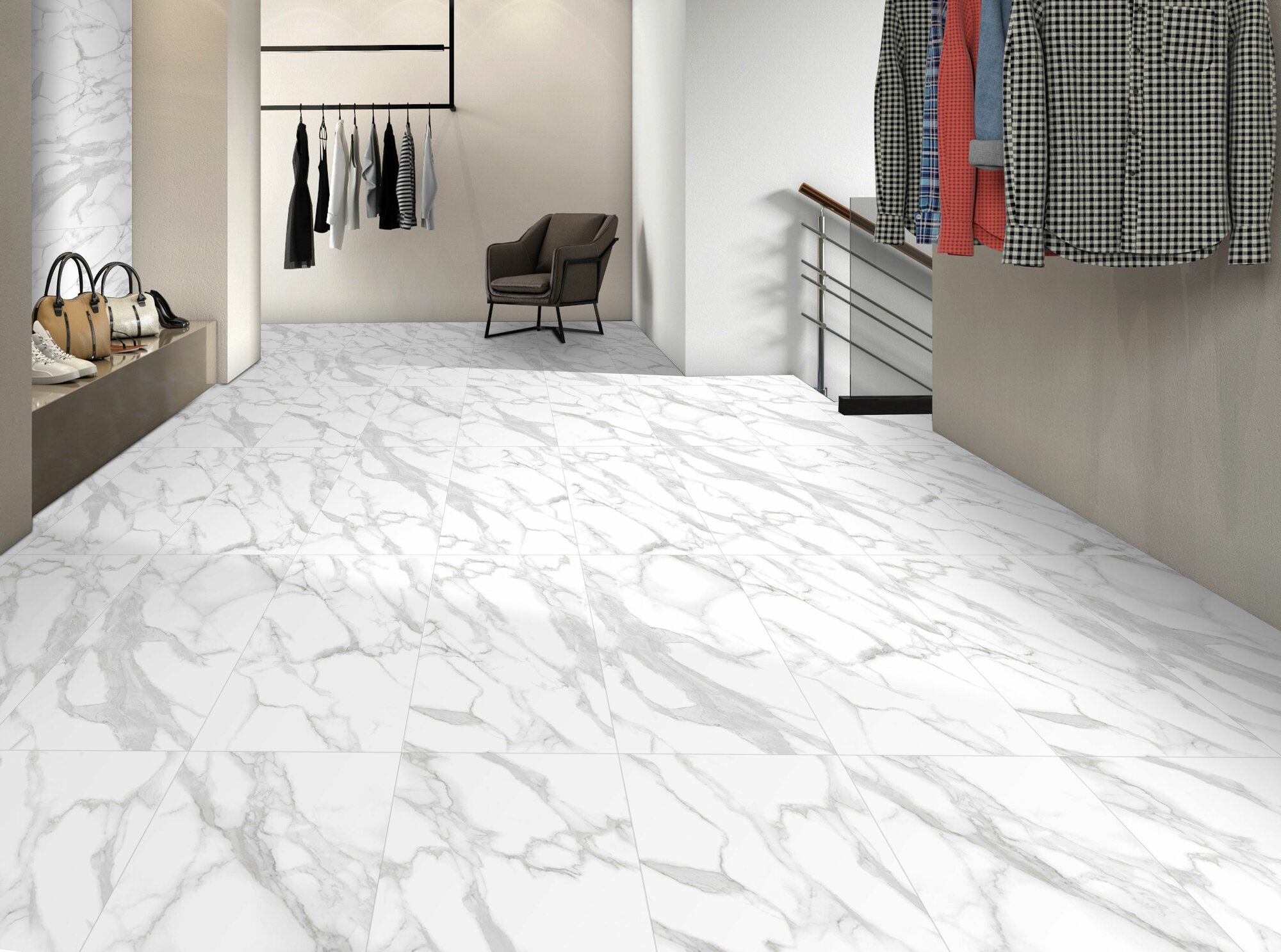 Керамогранит ETRENAL Carrara Classic белый полированный 60X120 см 1,44 м² для пола и стен