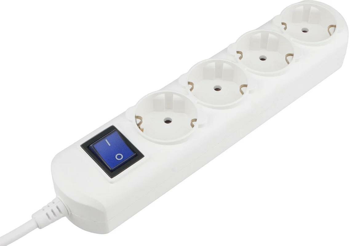 Power Cube Бытовой удлинитель, 4р с/з выкл, 3500 вт, 16 а, 3 м 3x1,50 (белый), PC-5B-3M