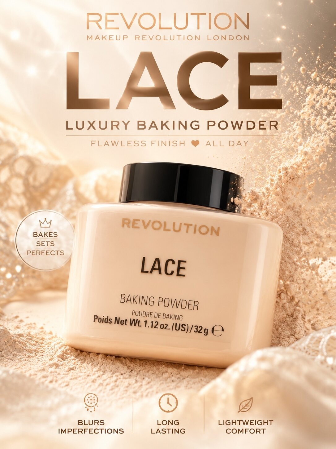 Revolution Makeup Пудра рассыпчатая Luxury Baking Powder Lace