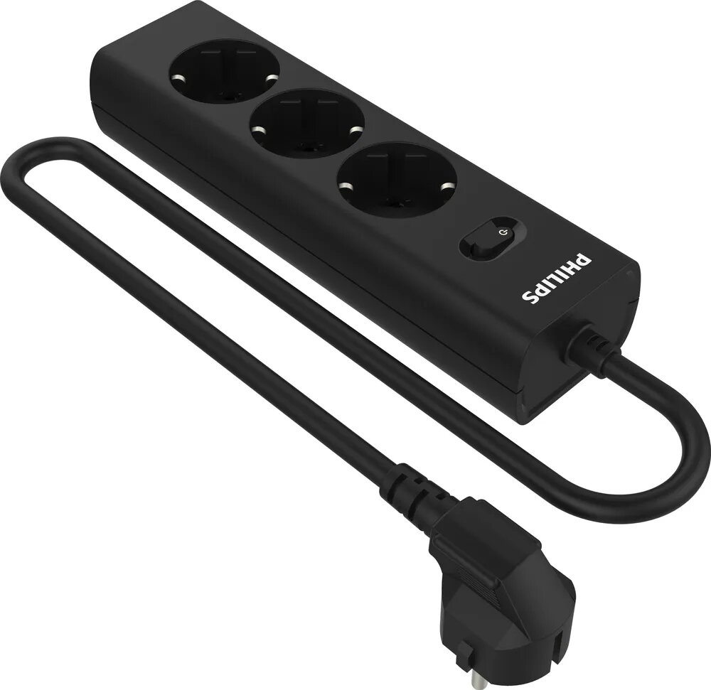 Philips сетевой фильтр 3 Розетки, кабель - 3M черный