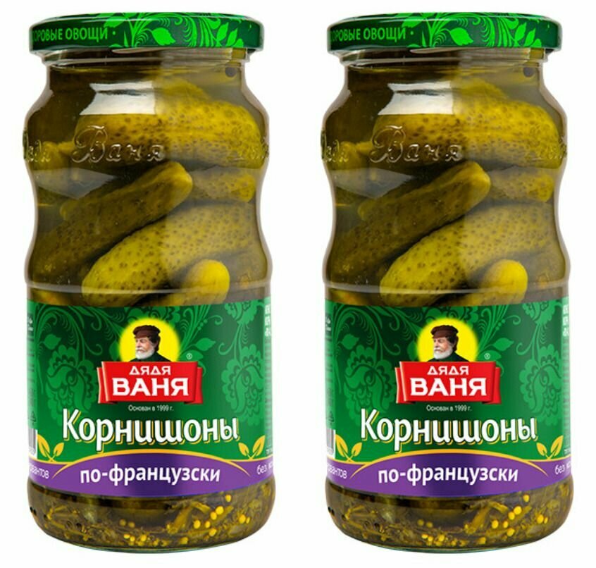 Дядя Ваня Огурцы маринованные по-французски корнишоны, 460 г, 2 шт