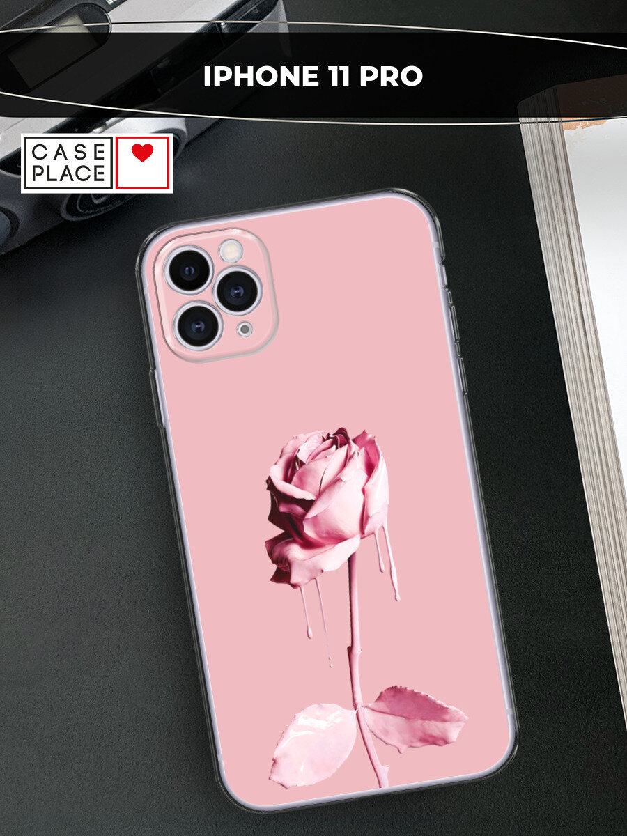 Чехол на Apple iPhone 11 Pro / Айфон 11 Про с принтом Роза в краске