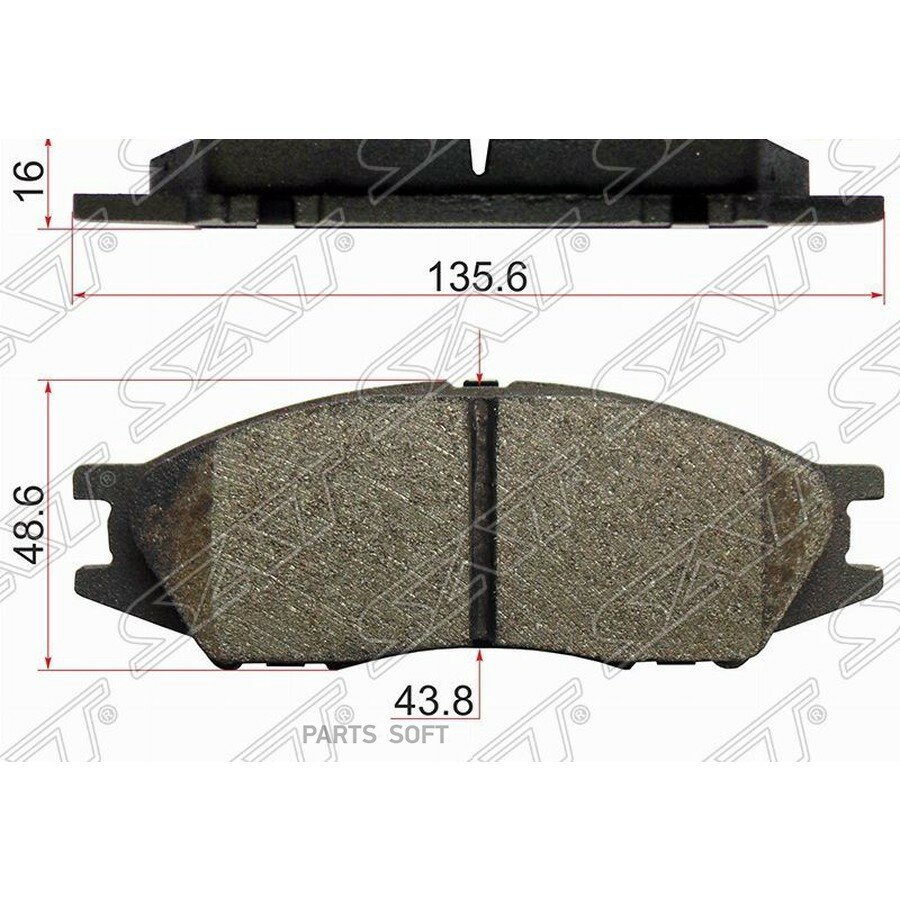 Колодки тормозные (Спереди) Nissan AD 99-08 / Almera 00-06 от официального дистрибьютора, SAT, артикул STAY040NS053