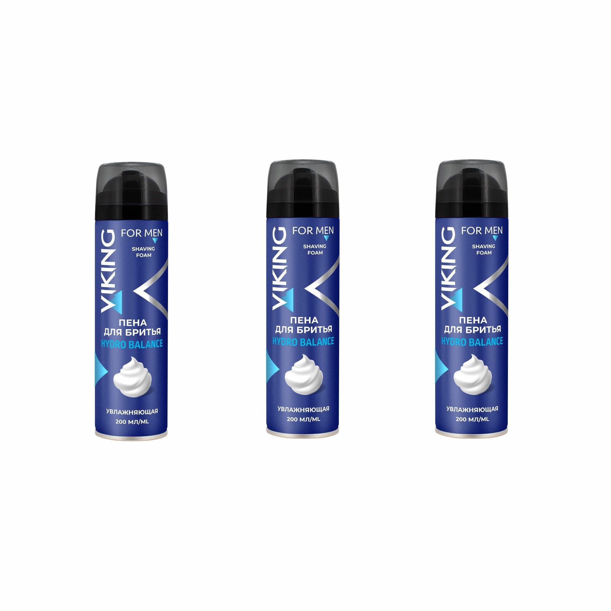 Viking Пена для бритья Hydro balance, увлажняющая, 200 мл, 3 шт