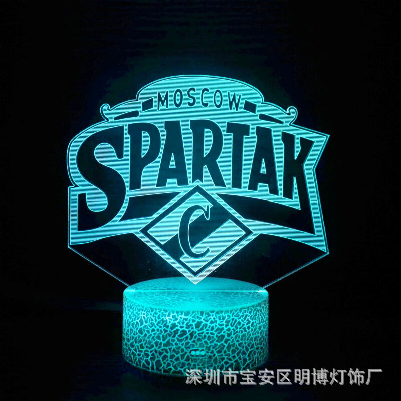 3D ночник Спартак Москва Черная база USB сенсор 7 цветов