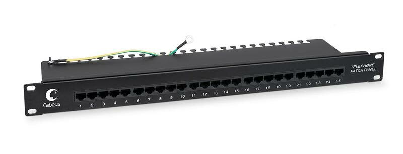 Патч-панель 19дюйм 1U 25 портов RJ45 Dual IDC (телефонная раскладка) Cabeus 8725c