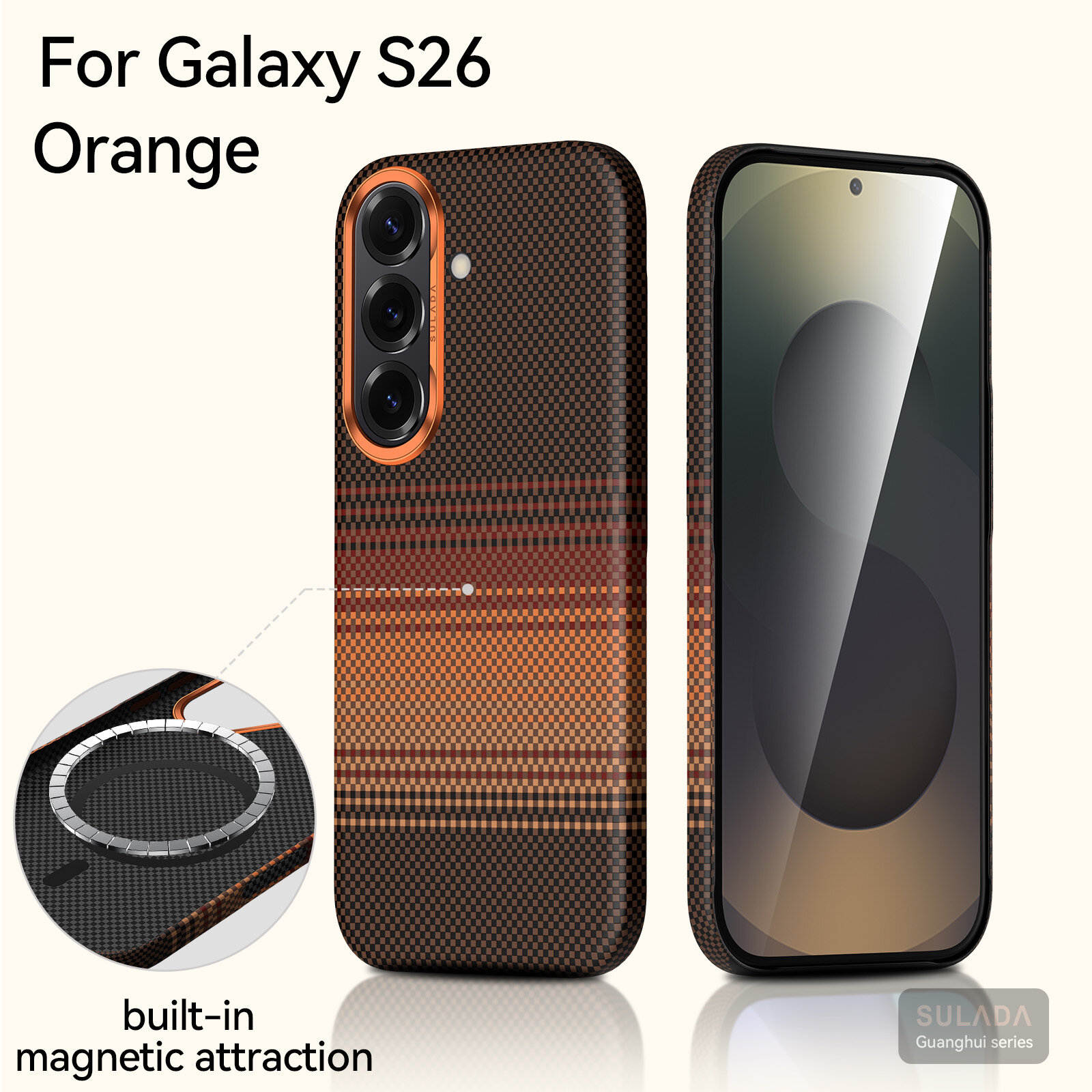 Чехол Для Samsung Galaxy S26 / Самсунг Галакси S26, soft touch, чехол-кардиомонитор, искусственная кожа, поликарбонат (PC), защита камеры, ударопрочный, усиленные углы, Samsung, Samsung Galaxy S26, orange