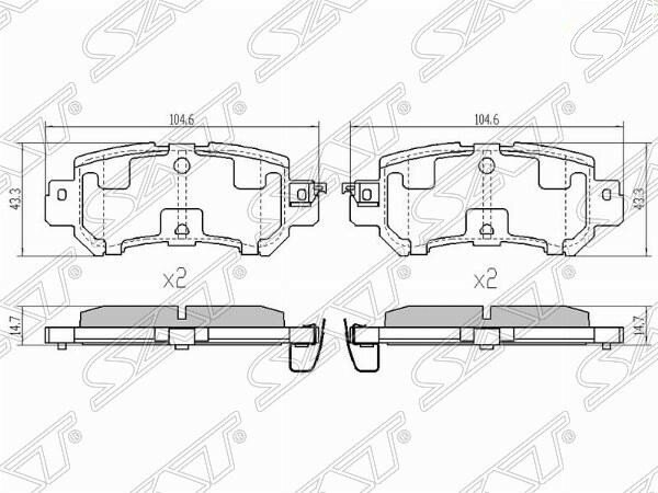 Колодки тормозные сзади SAT ST-K0Y1-26-48Z Mazda CX-5 11-17 / CX-3 14-