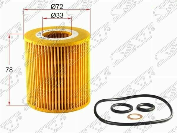 Фильтр масляный SAT ST-11427501676 BMW 1-Series 04-13, 3-Series 98-14