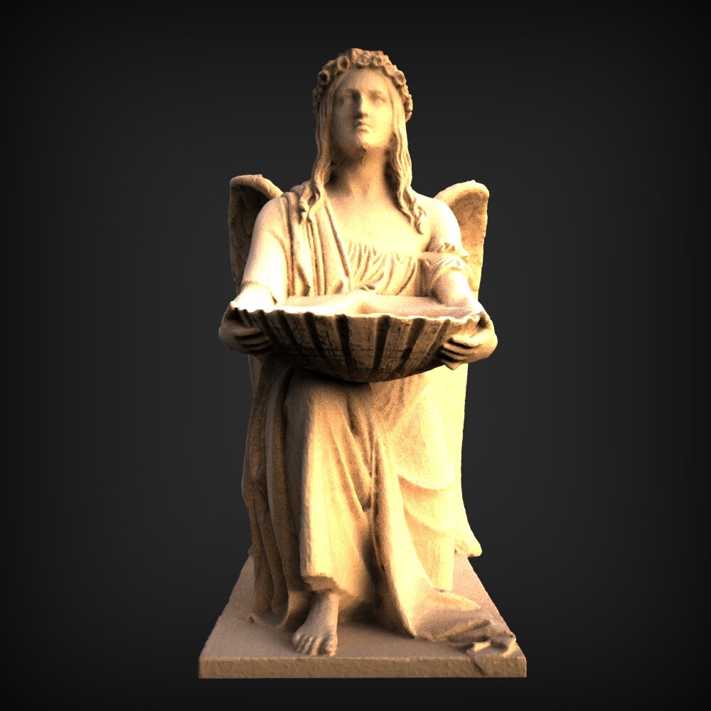STL модель 3D для ЧПУ – статуэтка коленопреклонённый ангел С чашей AN-043