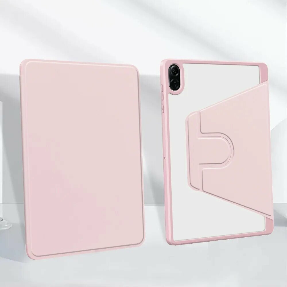 Чехол для Honor Pad X8b 11' (2026) / Хонор Пад Х8B, Чехол с отделением для ручки и вращающейся подставкой, искусственная кожа + прозрачный акрил