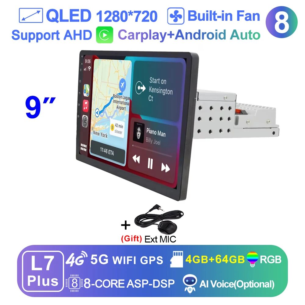 Автомагнитола LEHX Pro 8 Core Android 14 1din 9/10 дюймов с поддержкой видео, 9-L7 Plus(4-64GB)-0