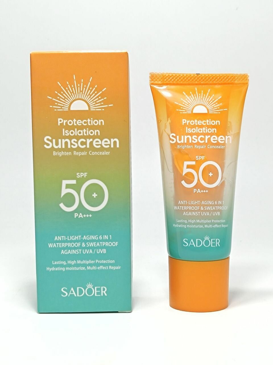 Солнцезащитное средство SADOER 2in1- гель и крем для лица и тела SPF 50, 50 гр.