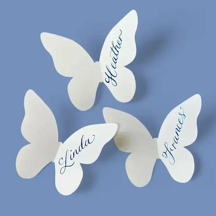 Персонализированная именная карточка с бабочкой 6x4.3cm 50pcs, Blank white card