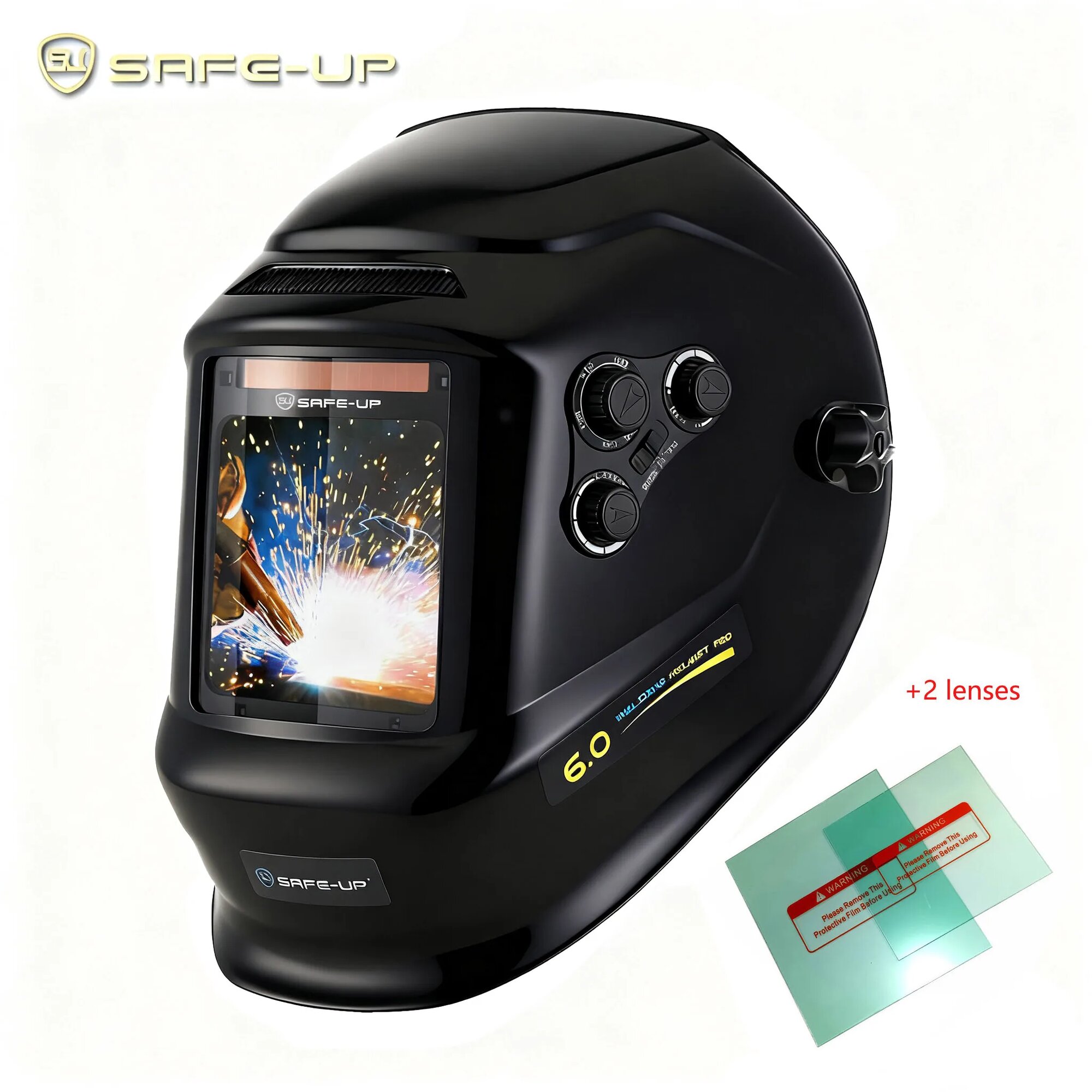 SAFEUP Сварочная маска автомат темнение 4 датчика Matte black2