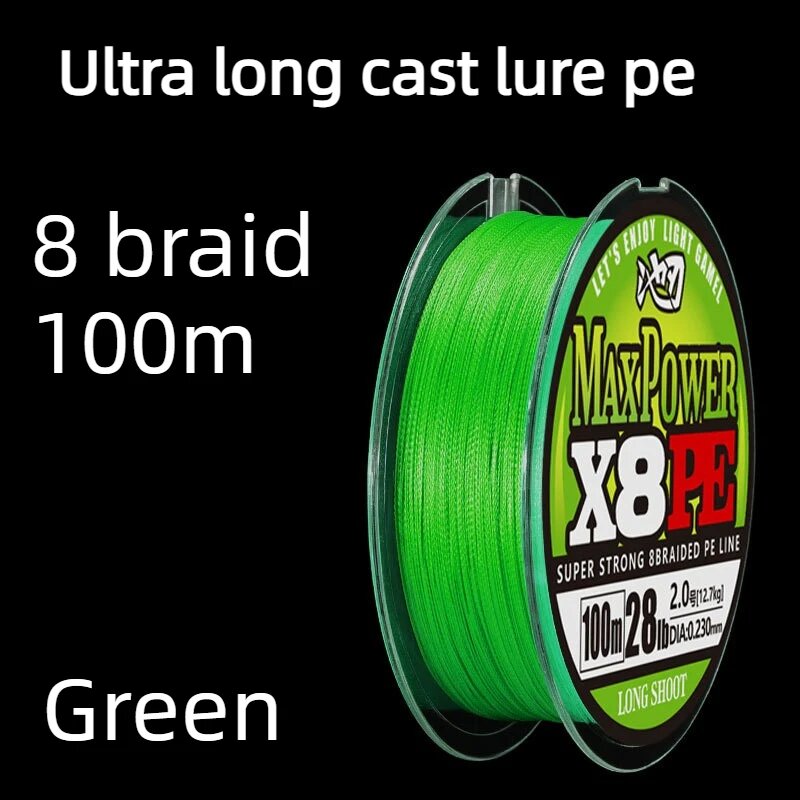 Леска плетеная MaxPower X8 PE 0.6, 100м, зеленая
