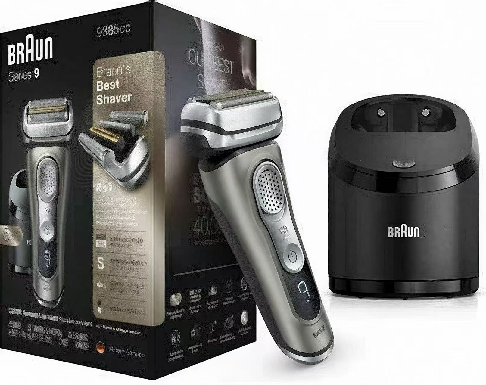 Braun Series S9-9385CC Электрические бритвы для мужчин из болонга, Германия, плавающие с 4 лезвиями, умные бритья с увлажнениями и водой для всего тела