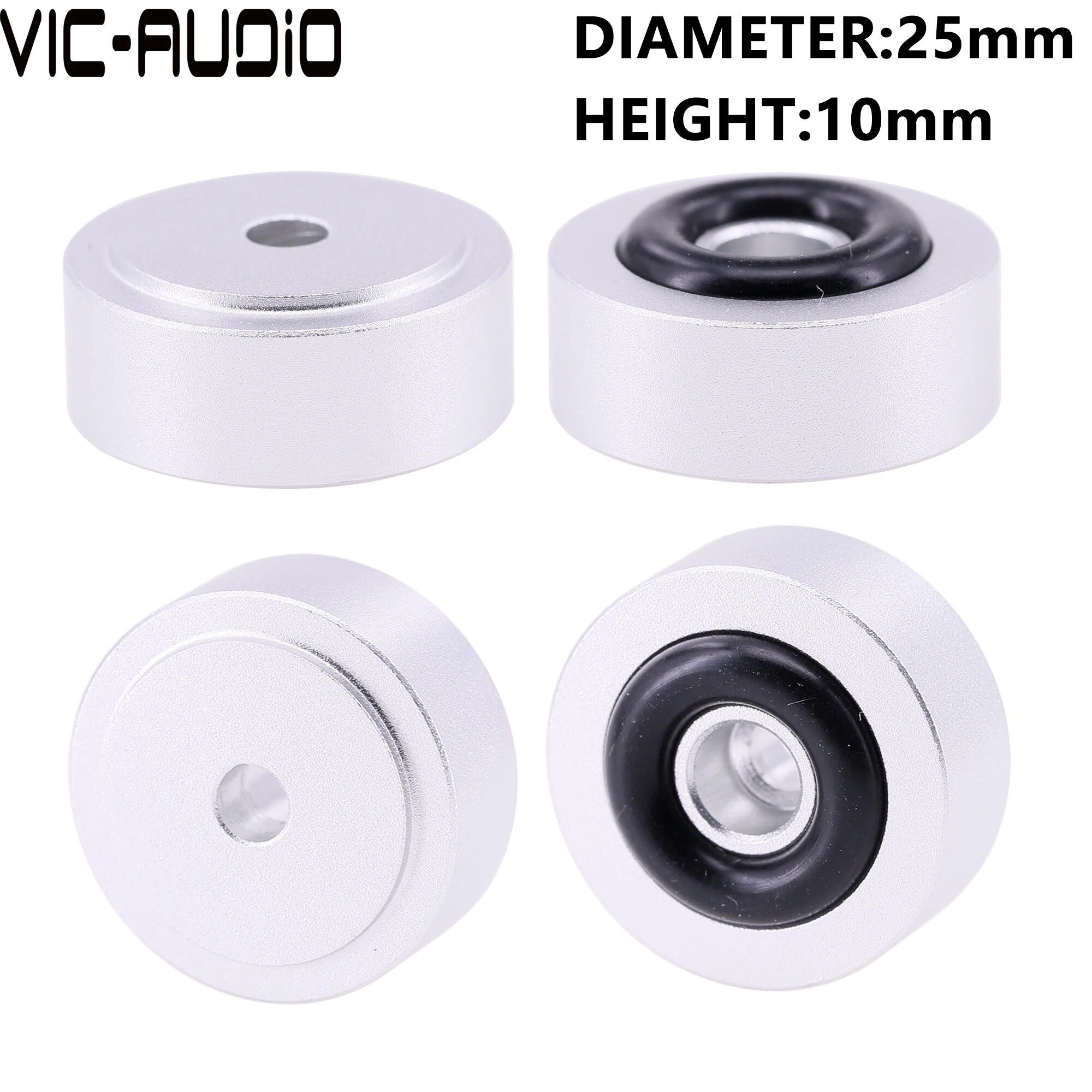 MOLEE CHUN Алюминиевые амортизирующие ножки для акустики 4 шт. 25X10mm Silver 4PCS