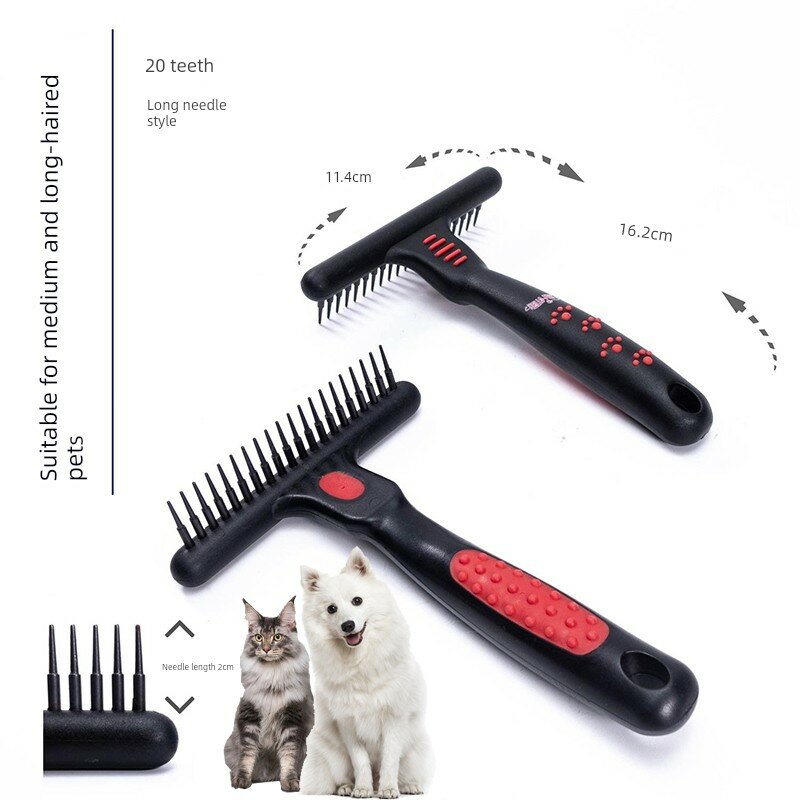 HELLO PET T056 20-Зубчатая Длинная Струна Дешеддинг Расческа для Длинной и Средней Шерсти Собак и Кошек