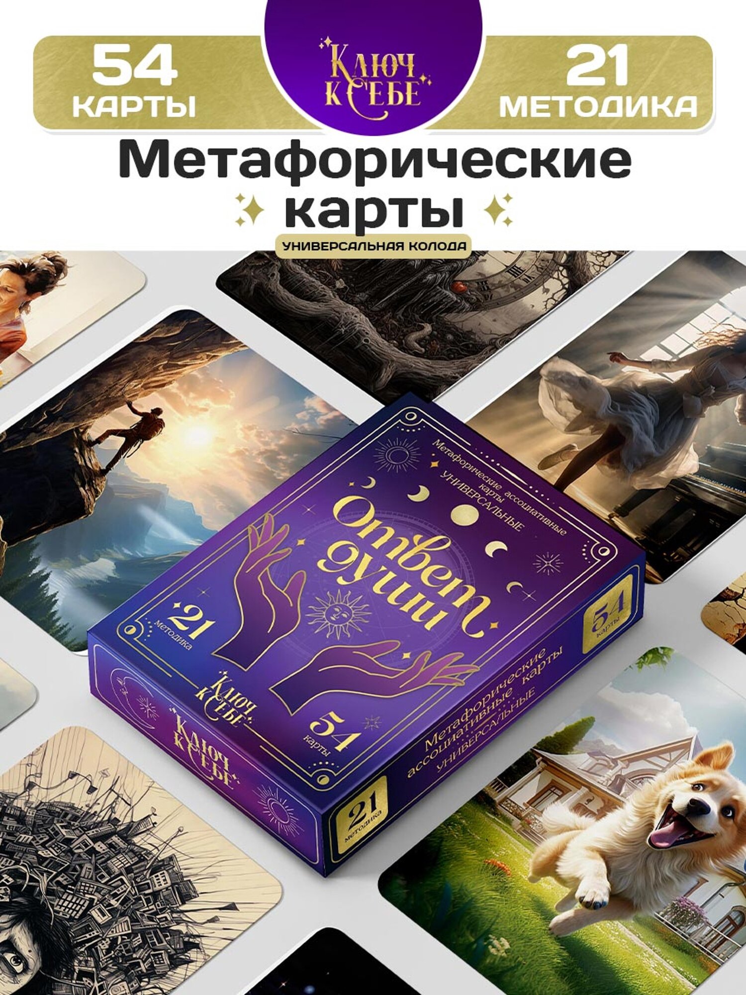Метафорические ассоциативные карты, универсальные «Ответ души», 54 карты