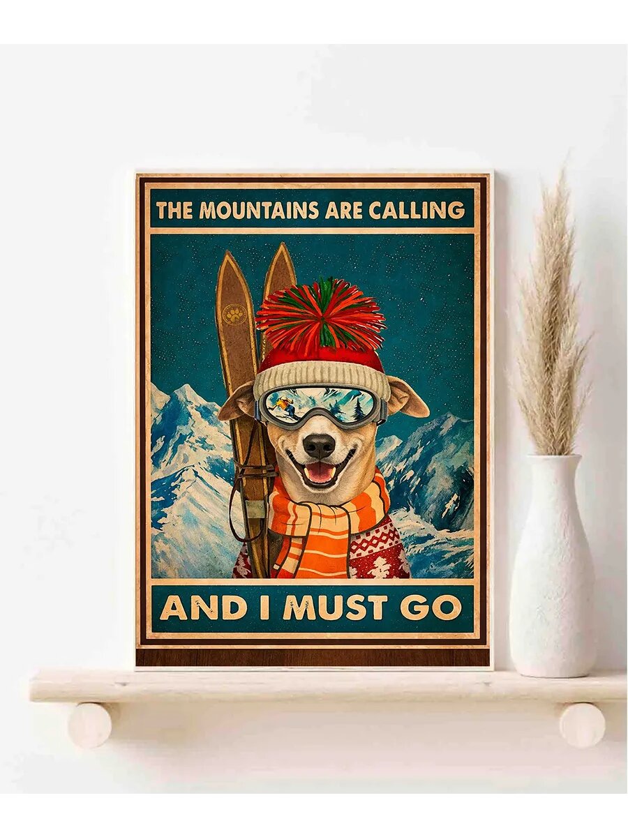 Уиппет, Skiing, Плакат 30x42см