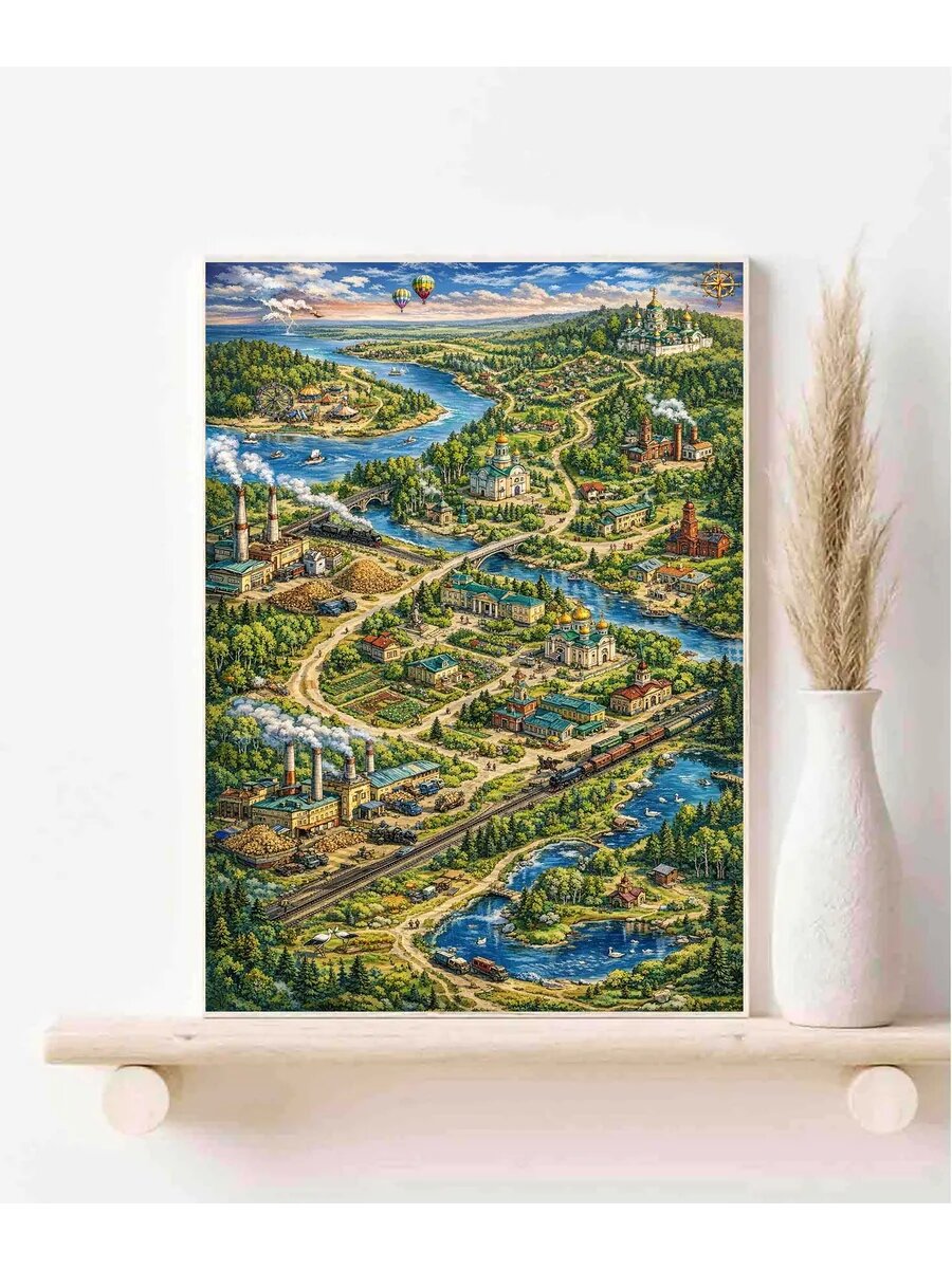 Спасск, Россия, Fantasy Map, Карта, Плакат 30x42см