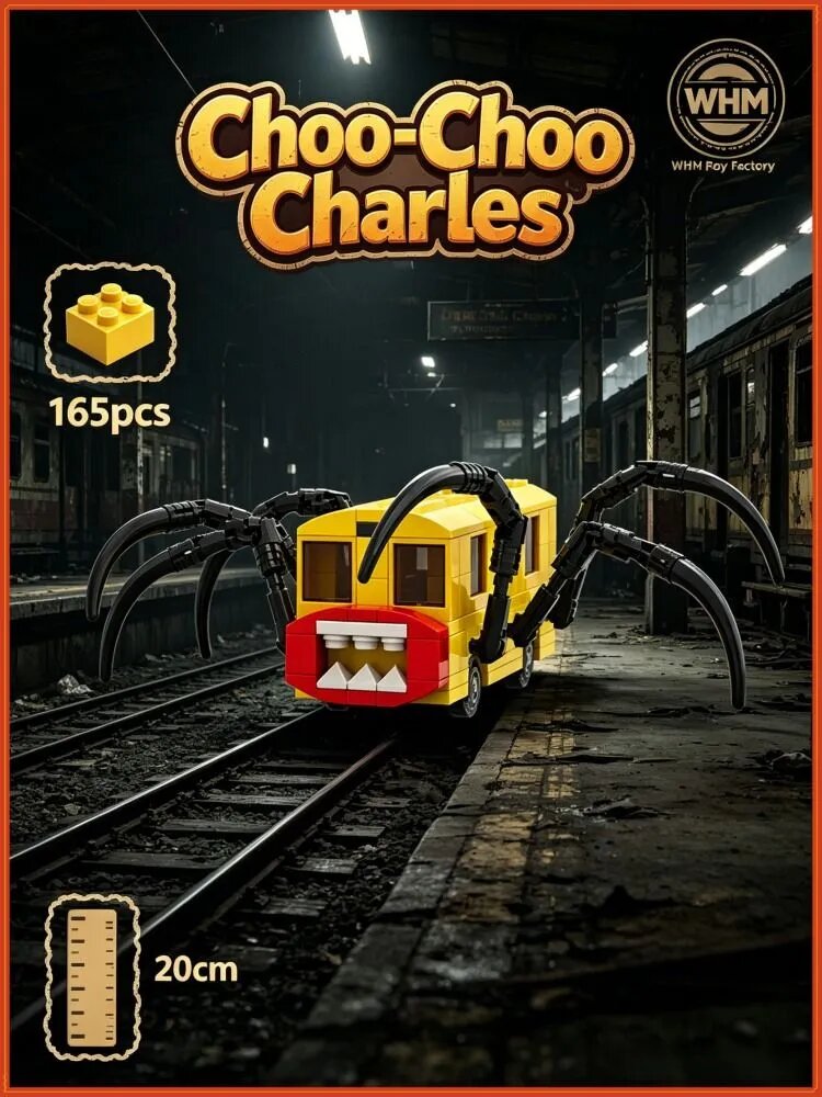 Конструктор Choo-Choo Charles (Чу-Чу Чарльз), 165 деталей, длина 20 см