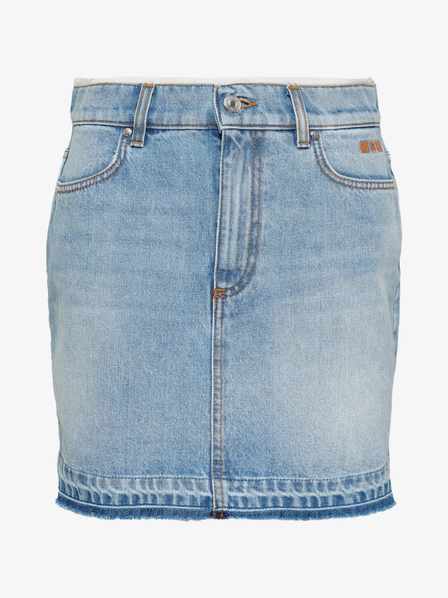Юбка MSGM Raw-cut frayed-hem skirt